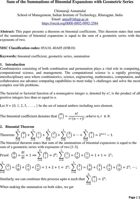 Sum Of The Summations Of Binomial Expansions With Geometric Series Mathematics Cambridge