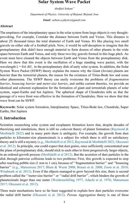 Solar System Wave Packet | Physics and Astronomy | Cambridge Open Engage