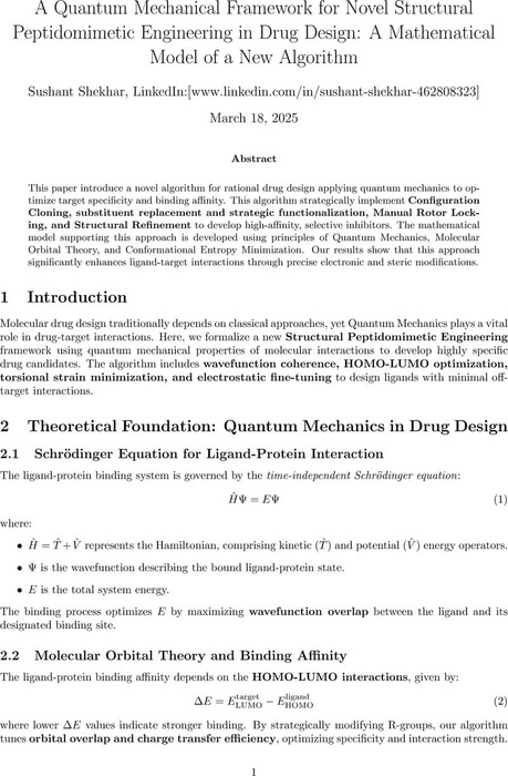A Quantum Mechanical Framework for Novel Structural Peptidomimetic Engineering in Drug Design: A ...