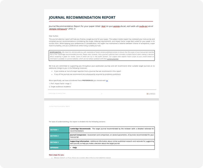 Journal Selection and Recommendation Service for Publication - Cambridge University Press Author ...